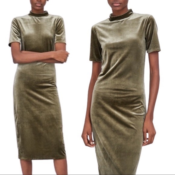 Zara | Dresses | Zara Rust Velvet Midi Dress | Poshmark